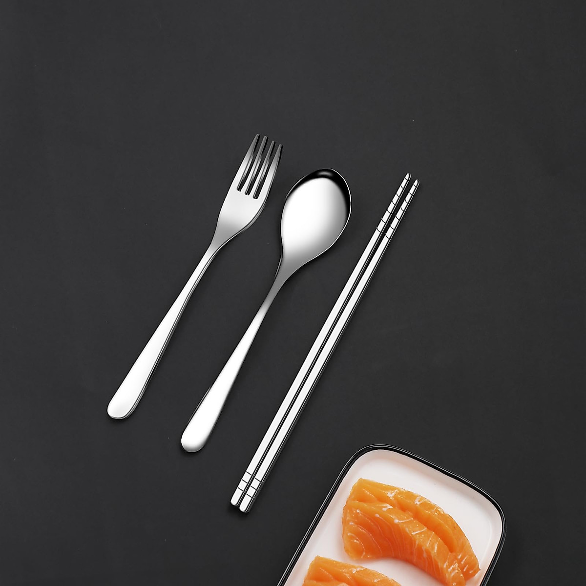 Pure Titanium Cutlery Set Chopsticks Fork Spoon Table Knife Portable Reusable Travel Tool Set (3)