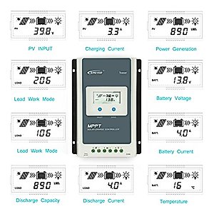 EPEVER MPPT 30A Solar Charge Controller, 30 Amp Solar Charge Regulator Mppt 12V/24V Auto Max 100V Input Negative Grounded Controller with LCD Display for Gel Sealed Flooded Lithium Battery Charging