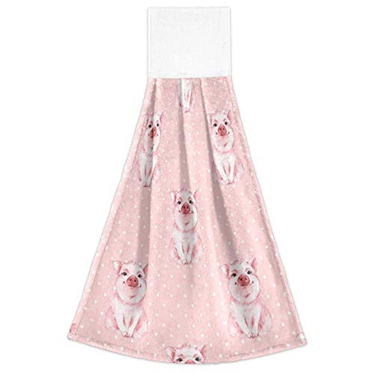 KEEPREAL Pink Pig Kitchen Towels Set of 2, 12 X 17 in Soft Hand Towels or Dishcloths with Hanging Loop, Absorbent Hand Towel for Bathroom Kitchen Décor