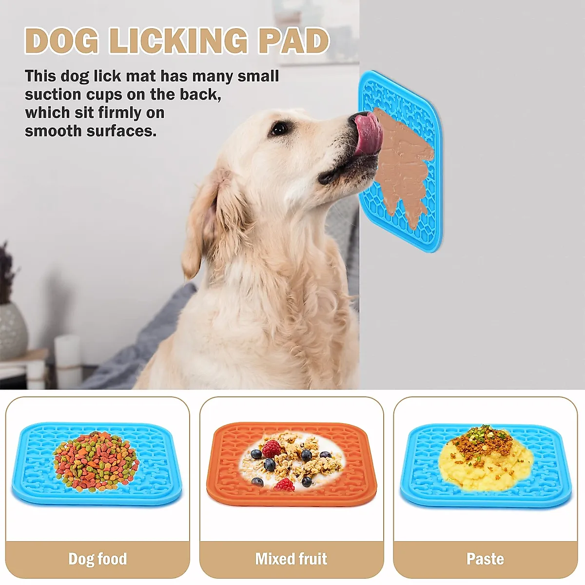 Lick Mat for Dogs - Slow Feeder Licking Mat with Suction Cups for Peanut Butter, Food Treats & Yogurt - 2 Pack