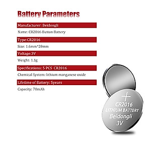 Beidongli CR2016 3V Lithium Battery (10-Pack)【5-Year Warranty】