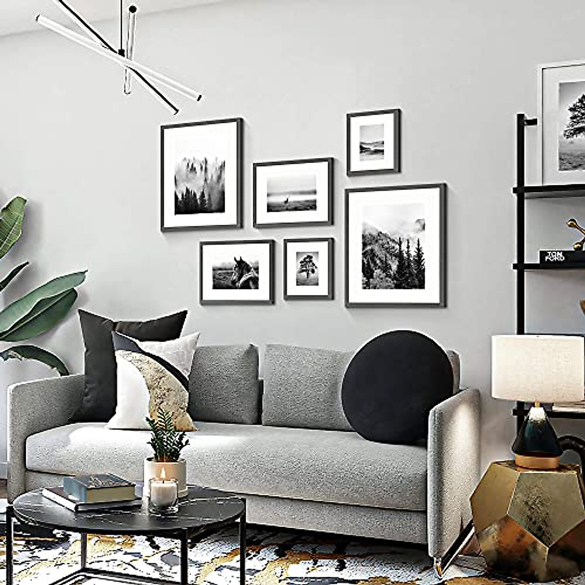 SunFlax Natural Landscape Framed Wall Art - Mysterious Forest and Wildlife Animal Pictures Wall Art Sets with Black Wooden Frames for Bathroom, Living Room, Bedroom, Office