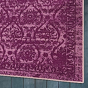 Antep Rugs Alfombras Non-Skid (Non-Slip) 8x10 Rubber Backing Floral Geometric Low Profile Pile Indoor Area Rugs (Purple, 8' x 10'3")