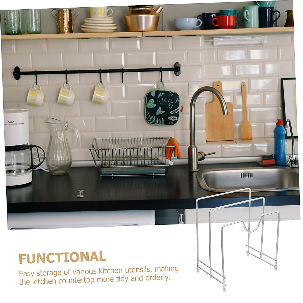 OKUMEYR Chopping Board Rack Pots and Pans Organizer Punch-free Pot Lid Rack Lid Organizer Pots and Pans Pot Lid Holders Countertop Organizer Kitchen Supplies Knives Carbon Steel