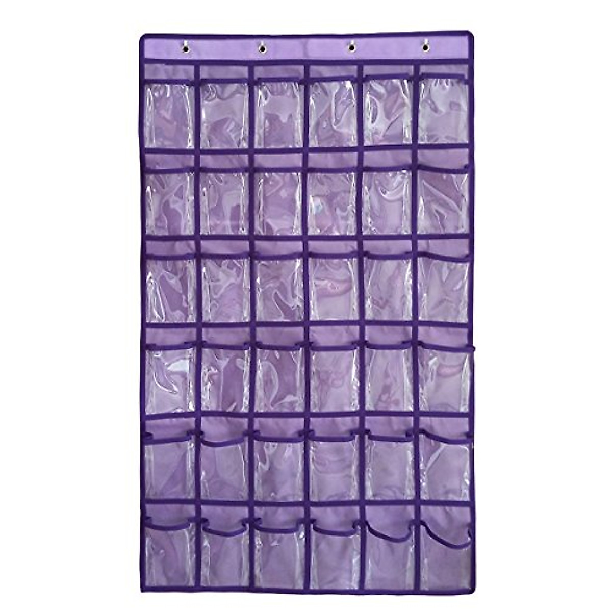 NIMES Hanging Closet Underwear Sock Jewelry Storage Over The Door Classroom Cell Phone Calculator Organizer 36 Clear Pockets (Purple)