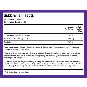 Piping Rock Royal Jelly Propolis Bee Pollen | 60 Caplets | Vegetarian, Non-GMO, Gluten Free Supplement