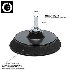 Glass Polish 12003 Spindle Hook & Loop Grip Backing Pad for a Drill with Universal Drill Attachment - Ø 3 inch