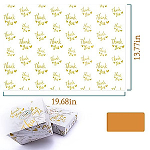 MR FIVE 200 Sheets Gold Thank You Tissue Paper Bulk,20" x 14",Gold Thank You Tissue Paper for Packaging,Small Business,Gold Tissue Paper for Weddings,Graduation,Birthday,Thanksgiving (White)