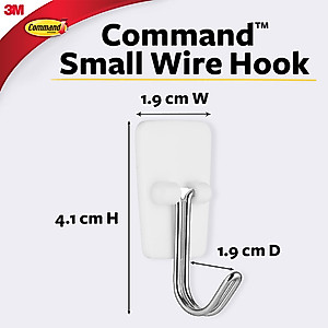 Command Small Wire Toggle Hooks, Damage Free Hanging Wall Hooks with Adhesive Strips, No Tools Wall Hooks for Hanging Organizational Items in Living Spaces, 3 White Hooks and 4 Command Strips