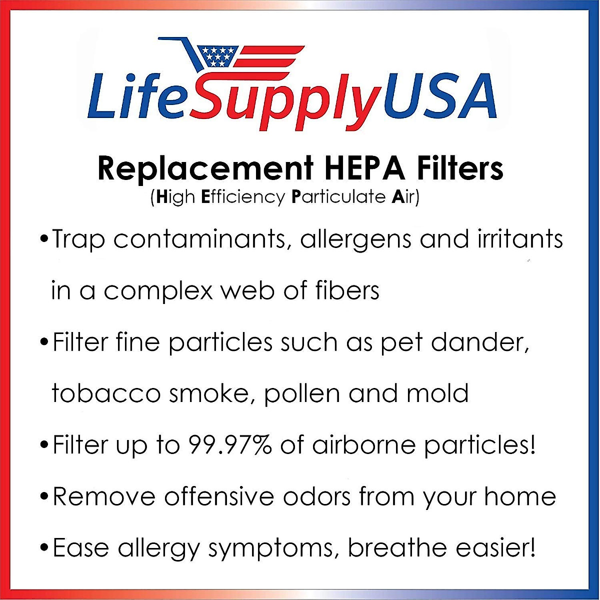 LifeSupplyUSA (3-Pack) True HEPA Air Cleaner Filter Replacement 115115 Compatible with Winix PlasmaWave WAC5300, WAC5500, WAC6300, 5000, 5000b, 5300, 5500, 6300 & 9000, Size 21
