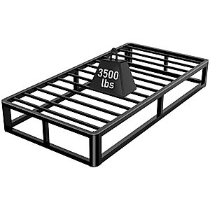 Firpeesy Upgrade Anti Bending and Round Corner Legs 10 inch Metal Twin Bed Frame 3500 LBS Heavy Steel Slats Support Platform Bed Frames No Box Spring Needed Platform Noise Free Easy Assembly