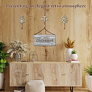 6 Pieces Shabby Chic Cast Iron Decorative Wall Mounted Hooks Retro Hanging Hooks Rustic Wall White Bathroom Towel Hooks with Screws and Anchors for Hanging Coat Towel, 3.15 x 7 Inch