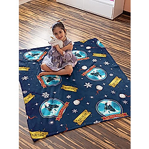 INTIMO The Polar Express Train Believe Golden Ticket Allover Print Fleece Sherpa Throw Blanket