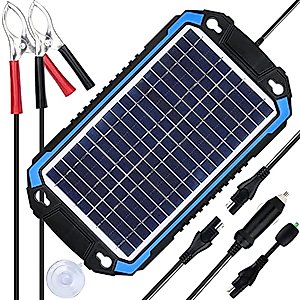 SUNER POWER 12V Solar Car Battery Charger & Maintainer, 6W Waterproof Solar Trickle Charger, Portable Solar Charger, High Efficiency Solar Panel Kit for Deep Cycle Marine RV Trailer Boat