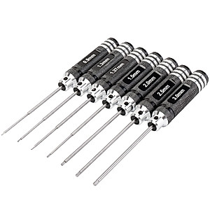 RC Hex Driver Set - 7pcs Hex Allen Screwdriver Kit 0.9mm/1.27mm/1.3mm/1.5mm/2.0mm/2.5mm/3.0mm Allen Wrench Set Key Driver Repair Tools for Traxxas RC Car Drone Multi-Axis Helicopter RC Models