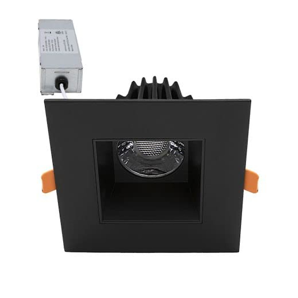 Maxxima 2 in. Ultra-Thin Square Recessed Anti-Glare LED Downlight, Canless IC Rated, 450 Lumens, 5 Color Temperature Selectable 2700K/3000K/3500K/4000K/5000K, Dimmable, Black Trim, 90 CRI, J-Box Incl