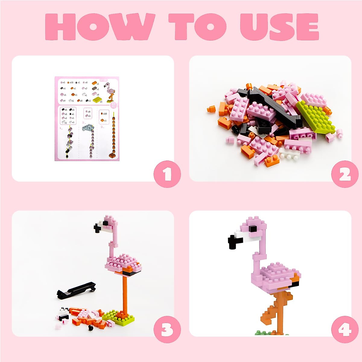 JOYIN 24 Pcs Valentine Animal Building Blocks in Blind Bags, Including Safari Animals, Sea Animals, Flying Birds Design, STEM Building Toys for Kids Valentine's Day Party Favors, Gift Exchange