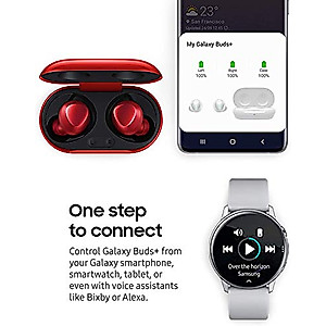 UrbanX Earbuds Plus, True Wireless Earbuds w/Noise Isolation (Wireless Charging Case Included), Red