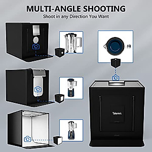 Photo Light Box Photography, Takerers Bi-Color Dimmable 24 x 24 inch Background Studio Shooting Tent Kit, 6 Color Backdrops, Foldable Picture Lightbox with 240 LED, 3000-6500K Lighting Booth