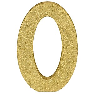 Dazzling Gold Glitter MDF Number "0" - 8.86" x 7.25" (1 Pc.) - Stunning Centerpiece - Elegant & Durable Design - Ideal for Any Party/Event