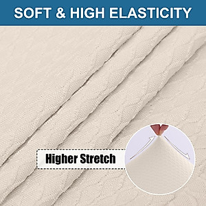 smiry Stretch Jacquard Seat Covers for Dining Room Chairs Set of 4, Removable Washable Chair Seat Protector Slipcovers, No Rear Covers, Beige