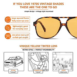 Xpectrum Big 70s Retro Clear Yellow Sunglasses for Men Women Vintage Trendy Sun Glasses (Tortoise Shell Yellow)