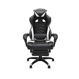 RESPAWN 110 Ergonomic Gaming Chair with Footrest Recliner - Racing Style High Back PC Computer Desk Office Chair - 360 Swivel, Adjustable Lumbar Support, Headrest Pillow, Padded Armrests - 2019 White