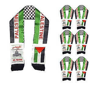 JCAKES Palestine Flag Scarf,Palestine Flag Shawl Sash Stole Wraps Scraf,Double Side Scarf Palestine Satin Scarf (6 PCS)