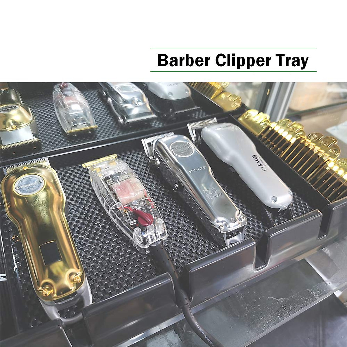 Barber Clipper Keeper, Barber Clipper Organizer, Barber Table Collector, 5 clipper Noches. (Black)