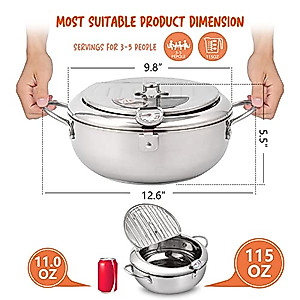 Oxydrily,deep Fryer Pot,304 Stainless Steel with Temperature Control and Lid Japanese Style Tempura Fryer
