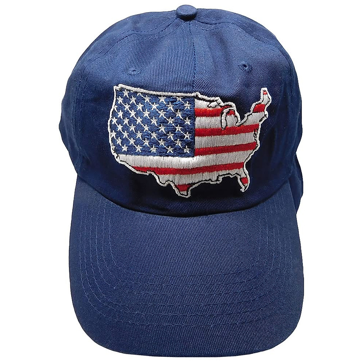 USA Flag United States of America Map Navy Blue Washed Cotton Adjustable Embroidered Baseball Hat Cap