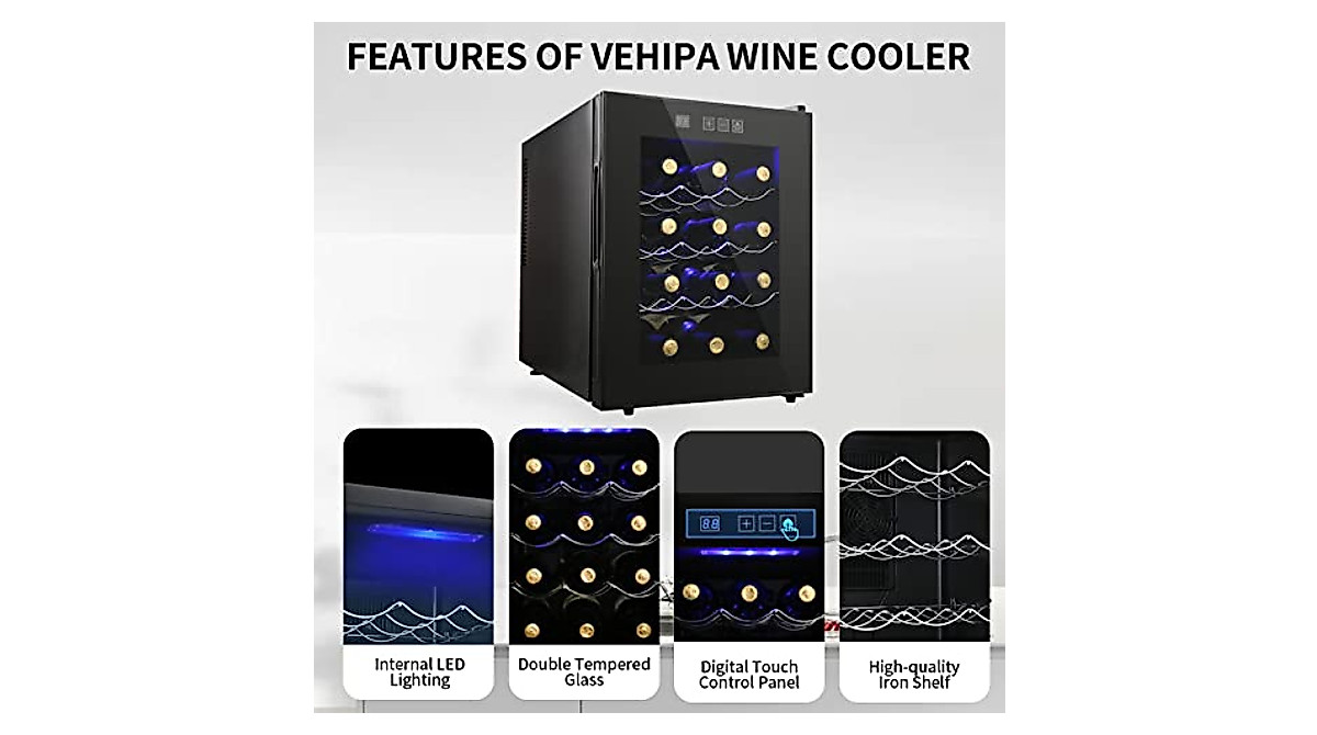 Compact 12 Bottle Wine Cooler | Digital Temp & Quiet Chiller