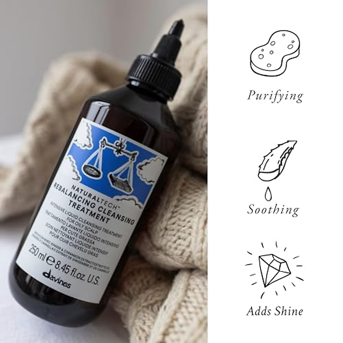 Davines Naturaltech REBALANCING Cleansing Treatment, Effectively Counteract Greasy Scalp And Heavy Hair, 8.45 Fl Oz