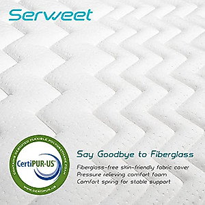 Serweet 12 Inch Bamboo Charcoal Memory Foam Hybrid Full Mattress - 7-Zone Pocket Innersprings for Motion Isolation -Heavier Coils for Durable Support -Medium Firm -Made in Century-Old Factory