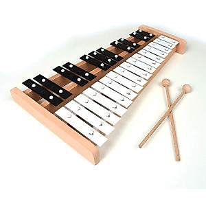 Professional Wooden Soprano Full Size Glockenspiel Xylophone with 27 Metal Keys - Musical Instrument for Adults & Kids - Includes 2 Wooden Beaters/Mallets