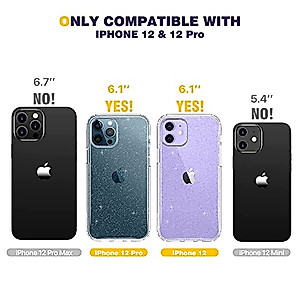Diaclara Designed for iPhone 12/12 Pro Case, Full Body Rugged Case with Built-in Touch Sensitive Anti-Scratch Screen Protector, Soft TPU Bumper Case for iPhone 12/12 Pro 6.1" (Clear Glitter)