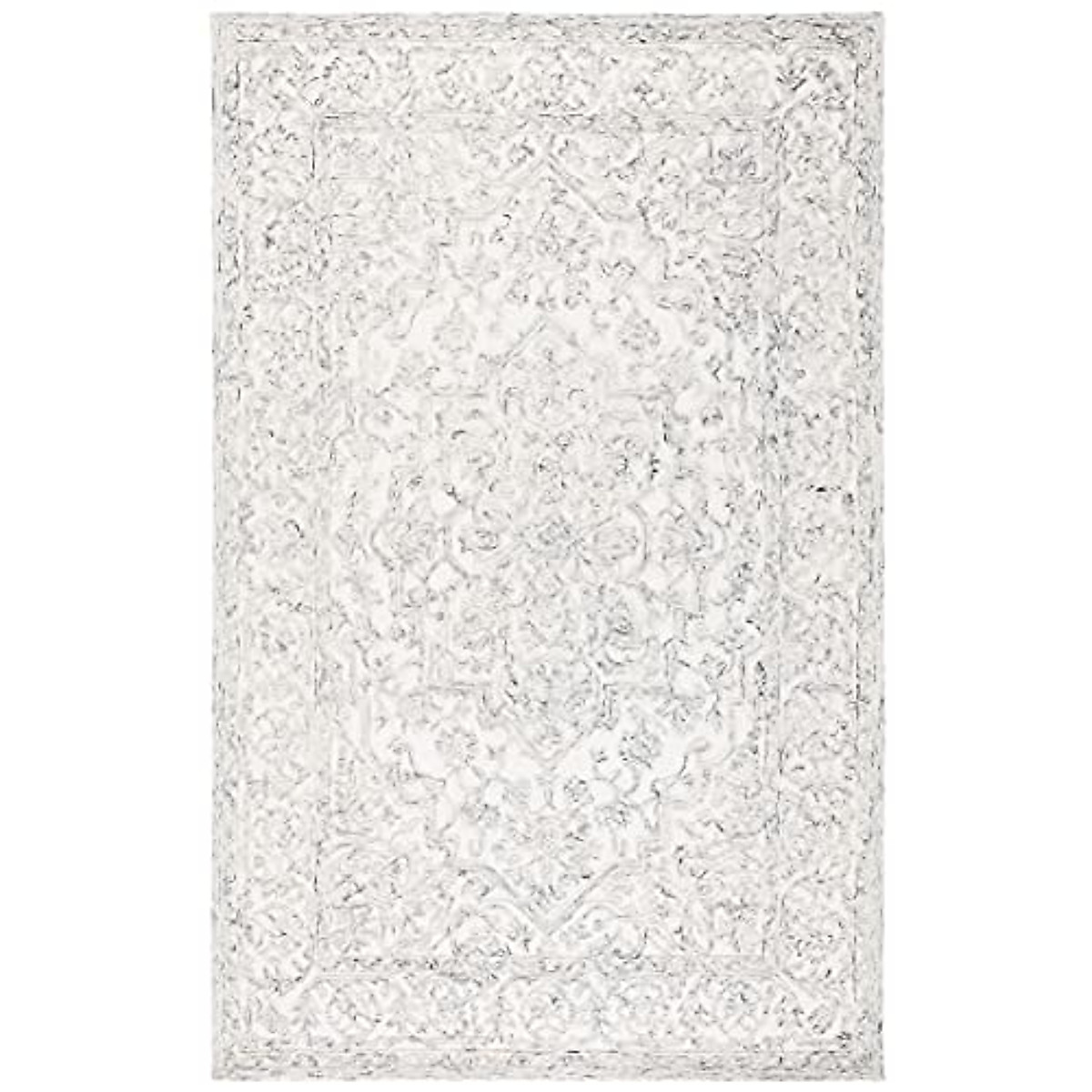SAFAVIEH Trace Collection Accent Rug - 4' x 6', Ivory & Charcoal, Handmade Wool, Ideal for High Traffic Areas in Entryway, Living Room, Bedroom (TRC302H)