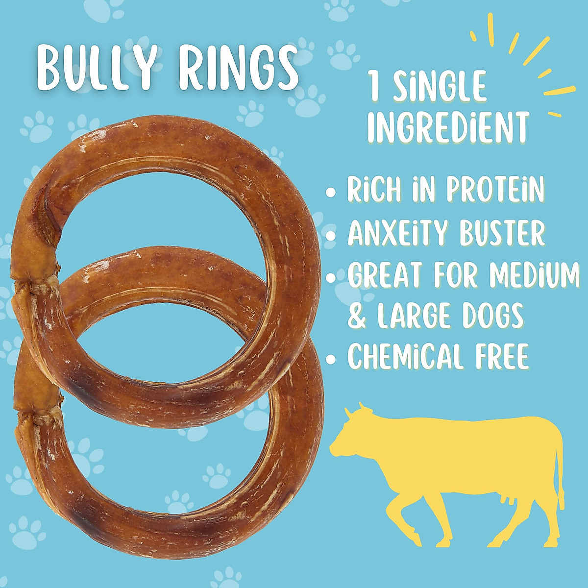 hotspot pets Bully Stick Rings for Dogs (10 Pack) - Premium All Natural Long Twisted Beef Pizzle Dog Chew Treats - Grain Free Fully Digestible Rawhide Alternative Thick Chew Circles