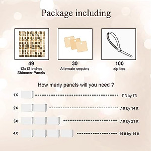 Ayfjovs 49PCS Light Gold Shimmer Wall Backdrop Panel, Shiny Champagne Shimmer Wall Backdrop, Glitter Wall for Birthday, Wedding, Engagement, Receptions, Photo Shoots, Anniversary Party