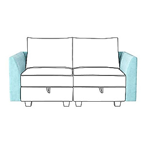 HONBAY Side Armrest Module for Modular Sofa Pair of Armrests for Sectional Modular Couch, Aqua Blue