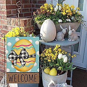 CROWNED BEAUTY Easter Egg Garden Flag 12x18 Inch Double Sided for Outside Burlap Small Polka Dots Yard Holiday Decoration CF709-12