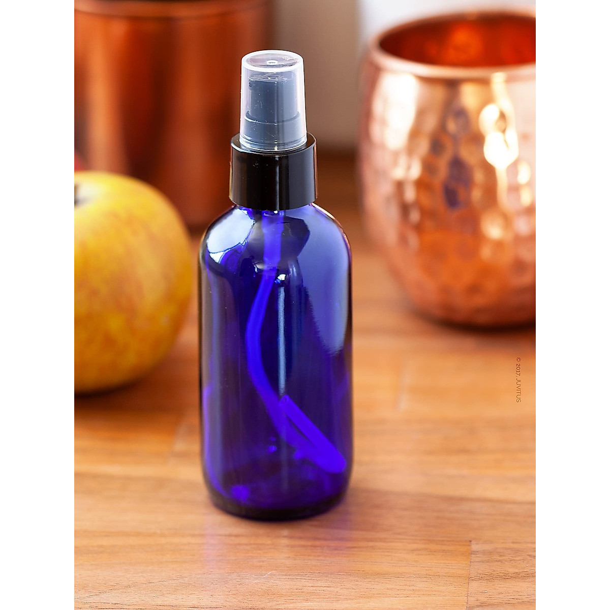 4 oz / 120 ml Cobalt Blue Glass Boston Round Bottle with Black Treatment Pump (12 Pack)