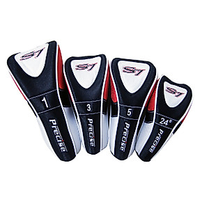 18 Piece Men's Complete Golf Club Package Set With Titanium Driver, #3 & #5 Fairway Woods, #4 Hybrid, 5-SW Irons, Putter, Stand Bag, 4 H/C's (Red, Regular Size)