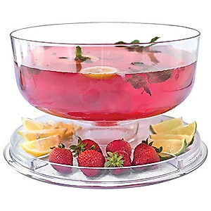 Lillian Tablesettings Cake Stand with Dome Cover, 6-in-1 Multi-Purpose Use, Serving Platter, Punch Bowl, Desert Platter and More, BPA Free, Clear (60220)