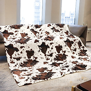 Flannel Fleece Cow Print Blanket King Size, Super Soft Cozy Plush Cow Blankets, Lightweight Microfiber Cow Print Throw Blanket for Couch Sofa Bed 90"x108"