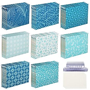Estune 32 Pcs Decorative Hanging File Folders Letter Size Cabinet File Folders Organizers with 1/5 Cut Adjustable Tabs for Office Desk Filing Cabinet Home(Blues)