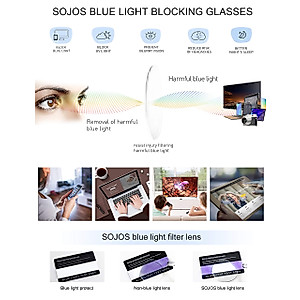 SOJOS Retro Semi Rimless Blue Light Blocking Glasses Half Horn Rimmed Eyeglasses SJ5018, Black Frame/Gold Rim