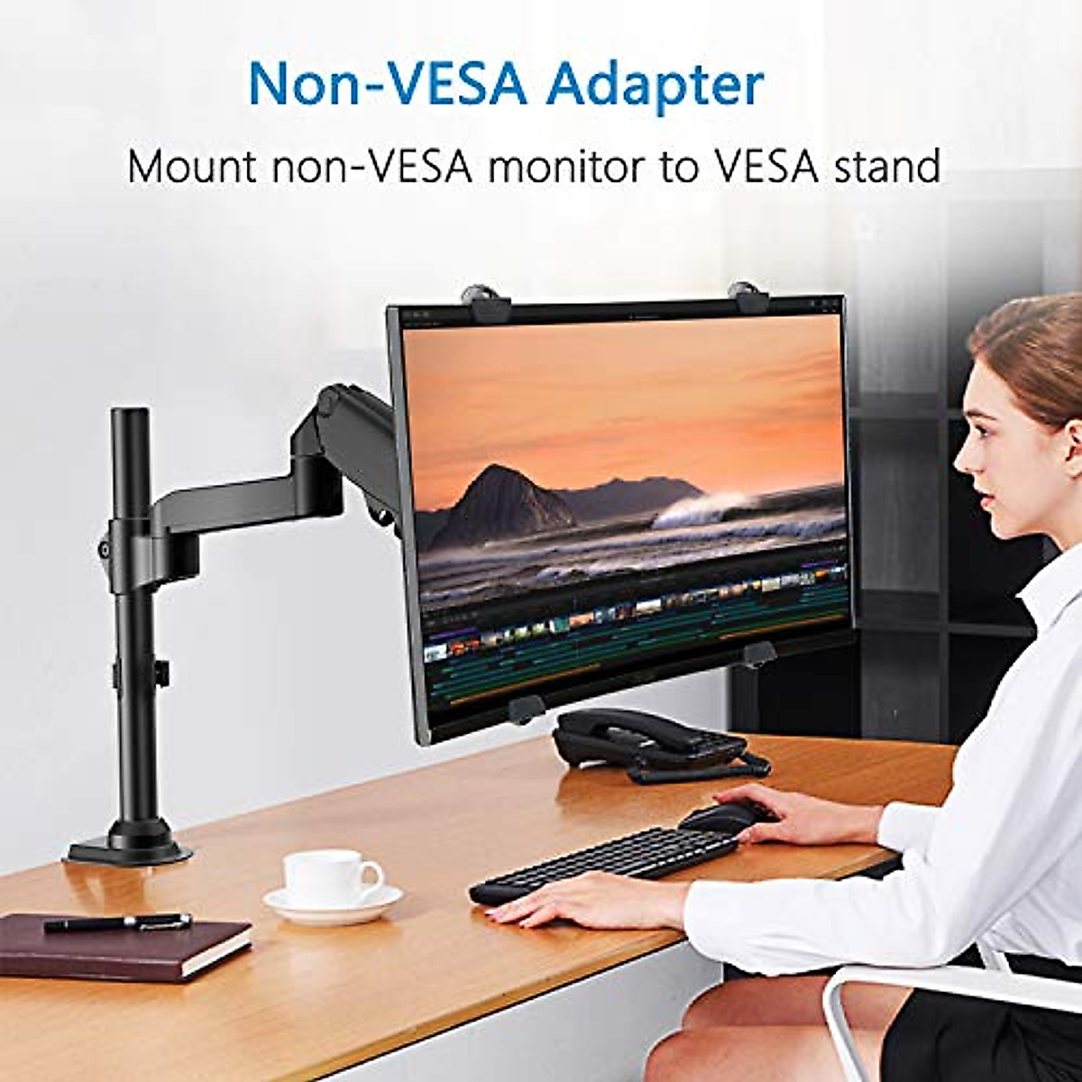 HUANUO Universal VESA Mount Adapter Kit, Non-VESA Adapter for 17 to 27 Inch Monitor Screens to 75x75 VESA Mount
