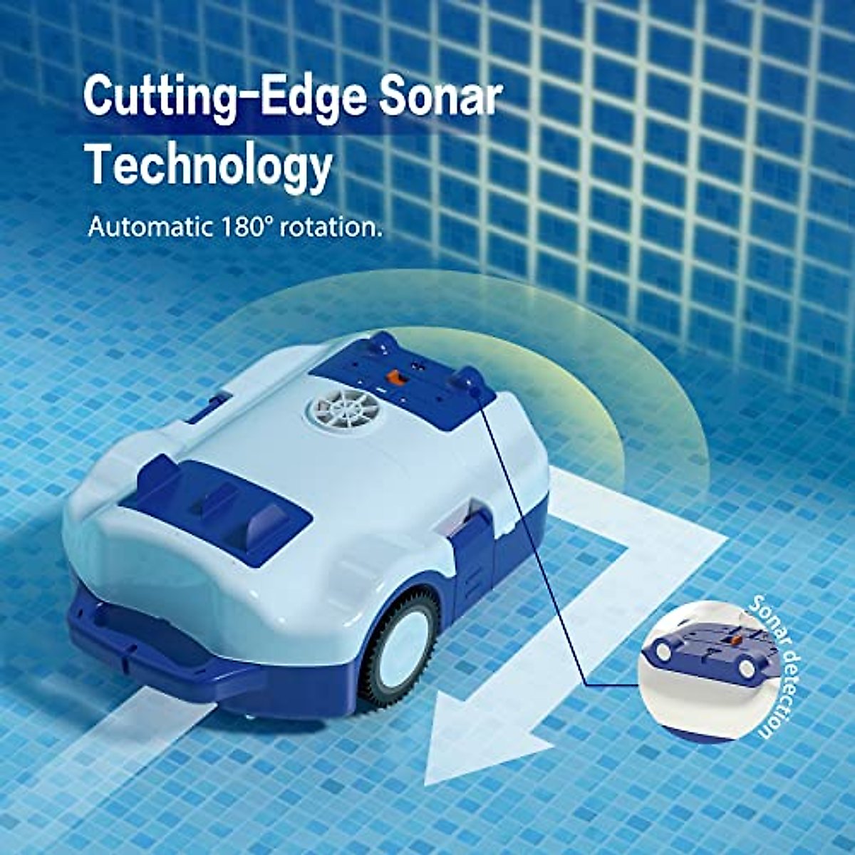 BESTROBTIC PC01W Cordless Robotic Pool Cleaner, Ultra Powerful Pool Vacuum with Triple Motors, Sonar Detection Turning & Obstacle Avoidance, Self-Parking, Up to 120mins, Ideal for Above/In-ground Pool
