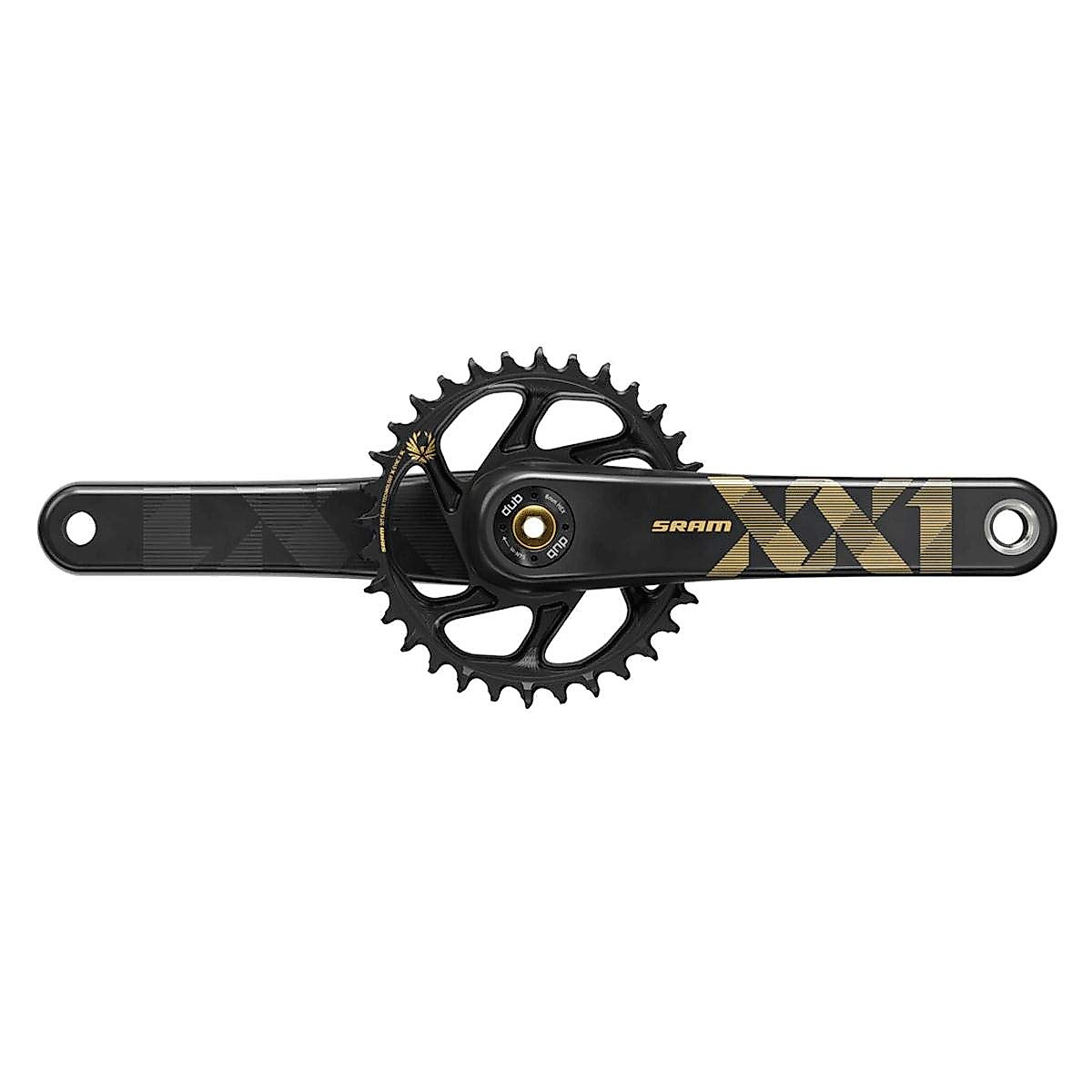 SRAM XX1 Eagle Carbon Boost Crankset - 170mm, 12-Speed, 34t, Direct Mount, DUB Spindle Interface, Black/Gold